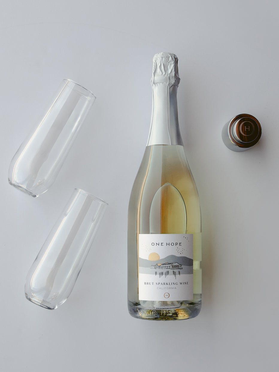 Deluxe Celebration Gift Set | Sparkling Wine & Glassware | ONEHOPE Wine